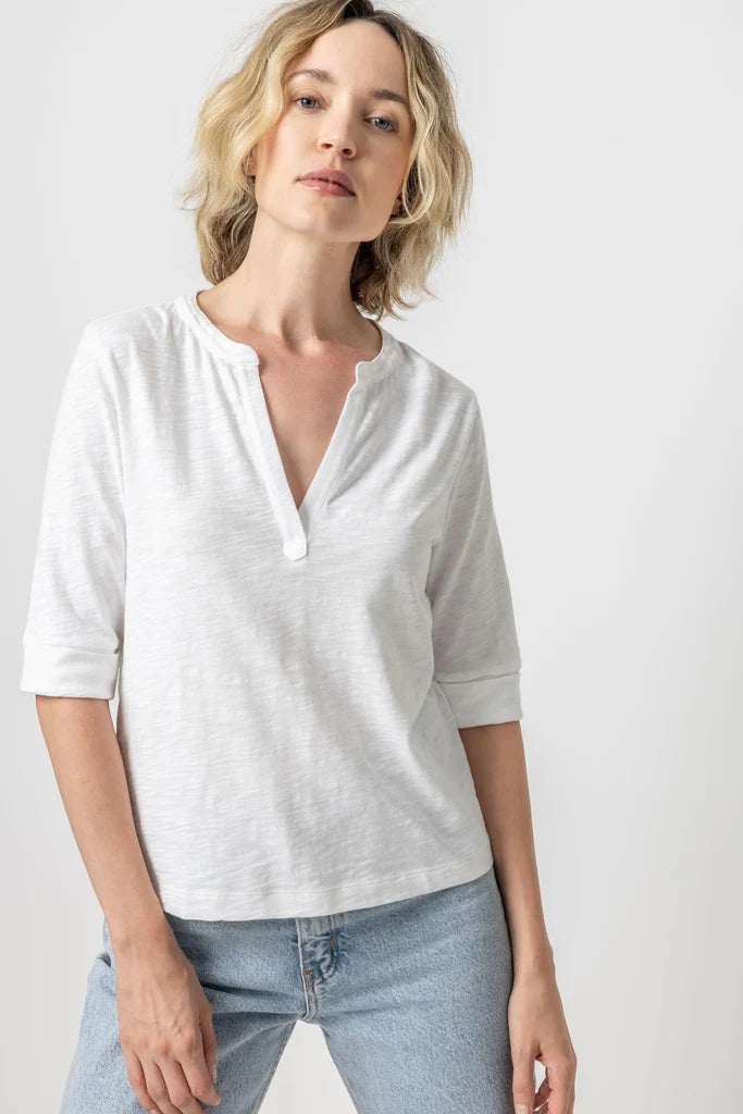 Lilla P Elbow Sleeve Split Neck Tee – By Request