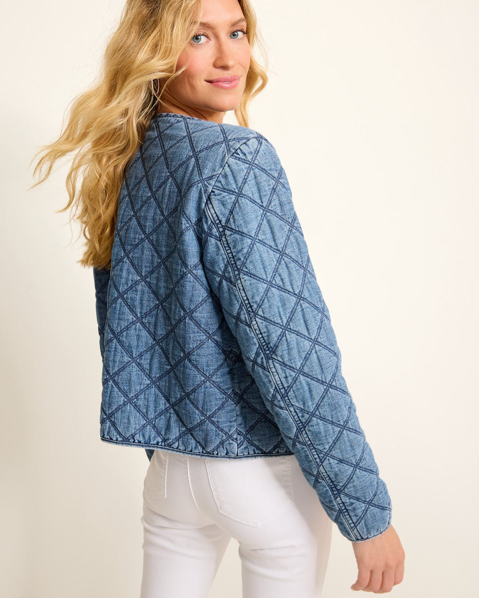 TB Quilted Crop Denim Jacket – By Request