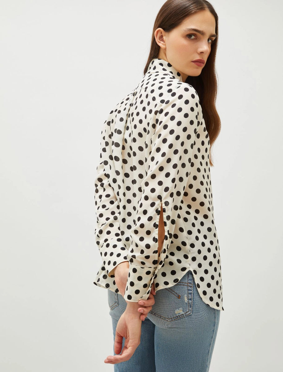 Marella Conio Georgette Blouse- White Spotted – By Request