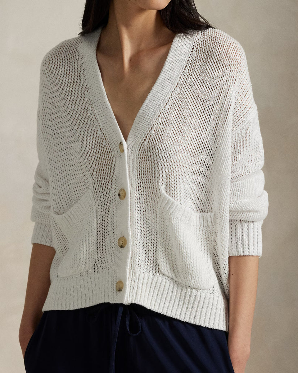 Ralph Lauren Linen Blend Cardigan White – By Request