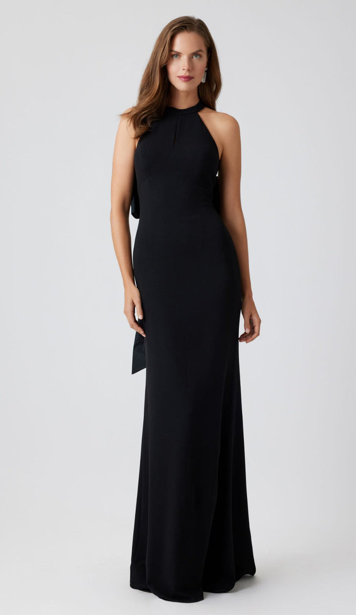 Teri Jon Stretch Crepe Taffeta Bow Back – By Request